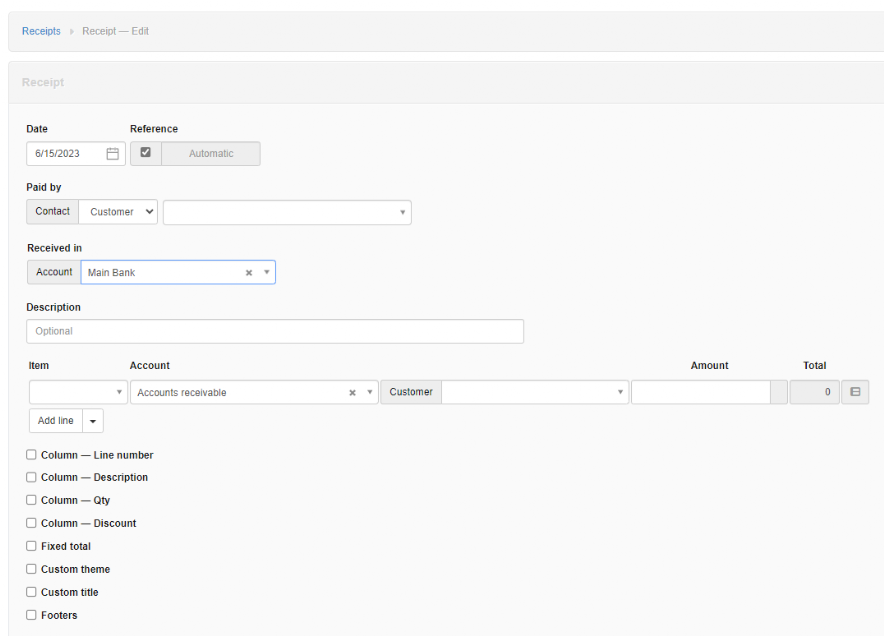 Receipts Form Defaults - BC Bookkeeping Tutorials|dwmbeancounter.com