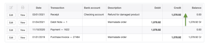 Debit Notes Tab - BC Bookkeeping Tutorials|dwmbeancounter.com