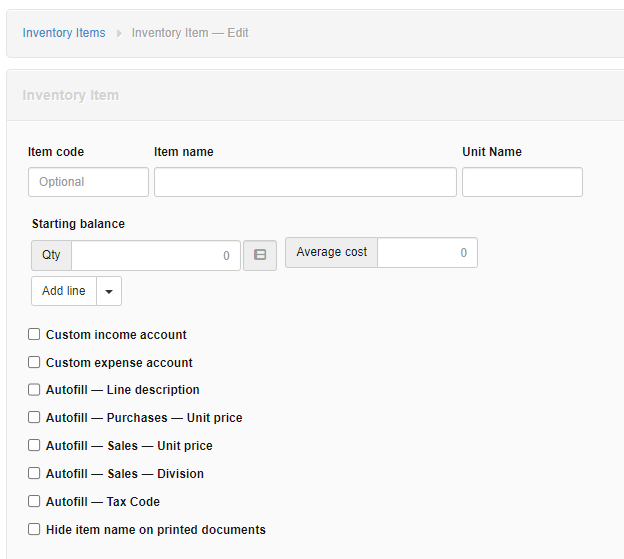 Inventory Form Defaults - BC Bookkeeping Tutorials|dwmbeancounter.com
