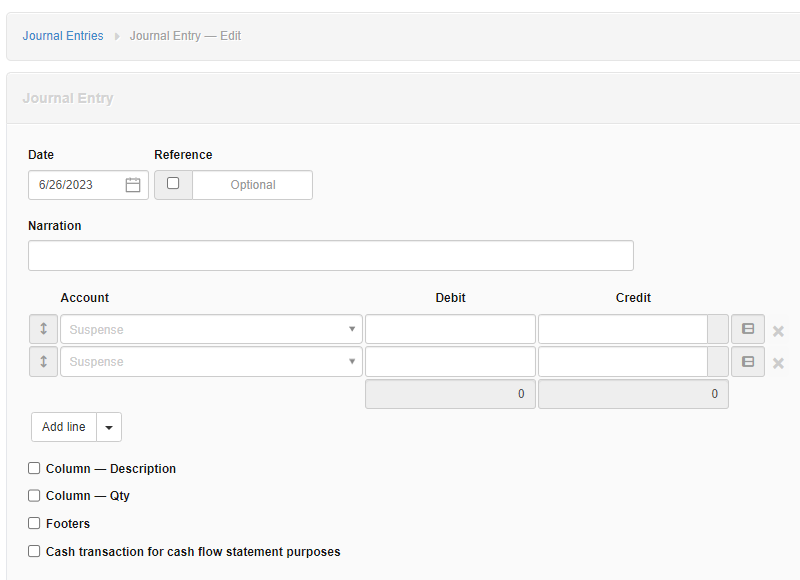 Journal Entries Form Defaults - BC Bookkeeping Tutorials|dwmbeancounter.com