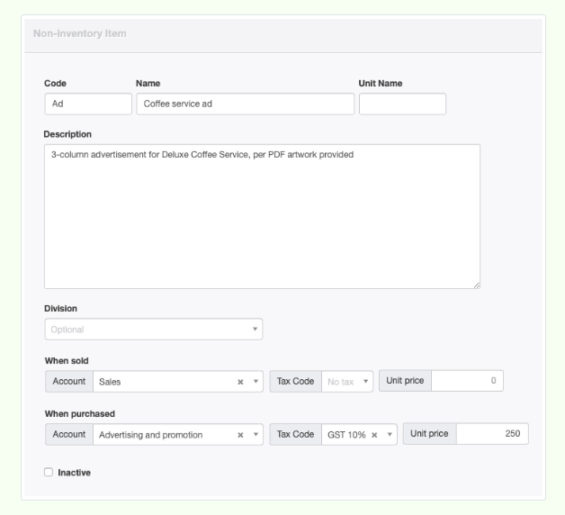 Non-Inventory Items/Services - BC Bookkeeping Tutorials|dwmbeancounter.com